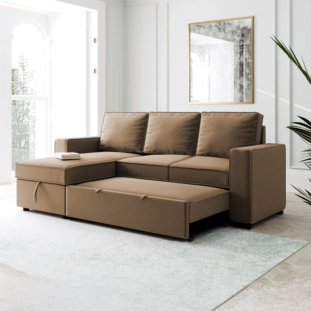 Caradel Evan 4 Seater L Shape Sofa cum bed for Living room - Caradel